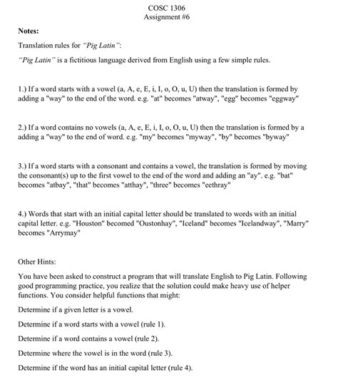 cosc 1306 assignment 6 objective practice using