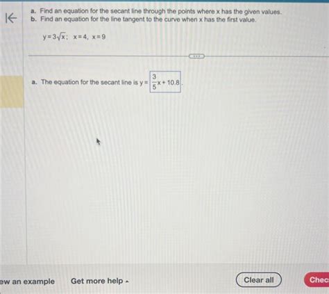 Solved A Find An Equation For The Secant Line Through The Chegg Com