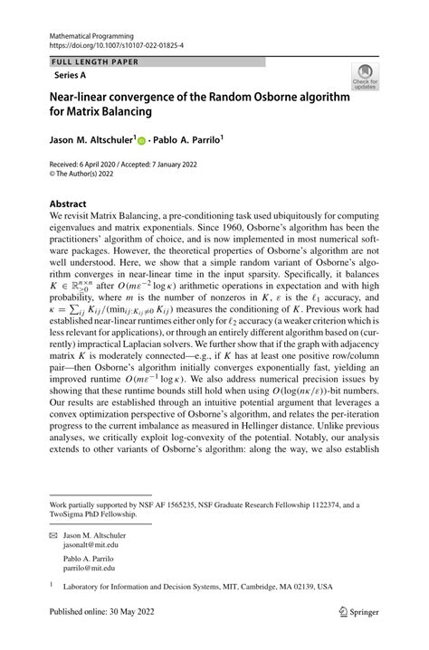 pdf near linear convergence of the random osborne algorithm for