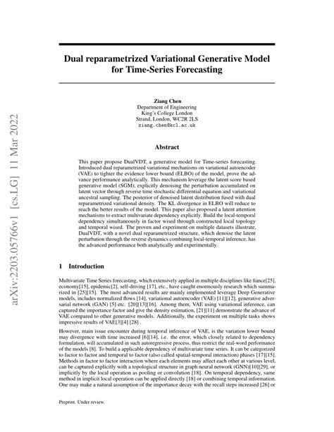 Pdf Dual Reparametrized Variational Generative Model For Time Series Forecasting