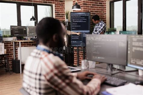Diverse System Engineers Working On It Project Stock Image Image Of