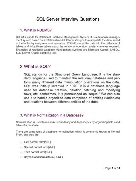 sql server interview questions pdf relational database database