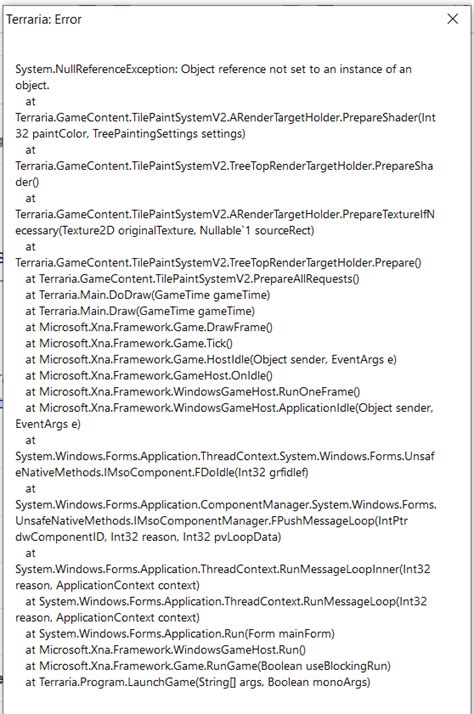 Game Crashes Everytime I Load A World Tmodloader Installed Error Message Below Rterraria