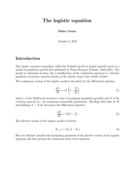 Logistic Equation Chaos Theory Attractor