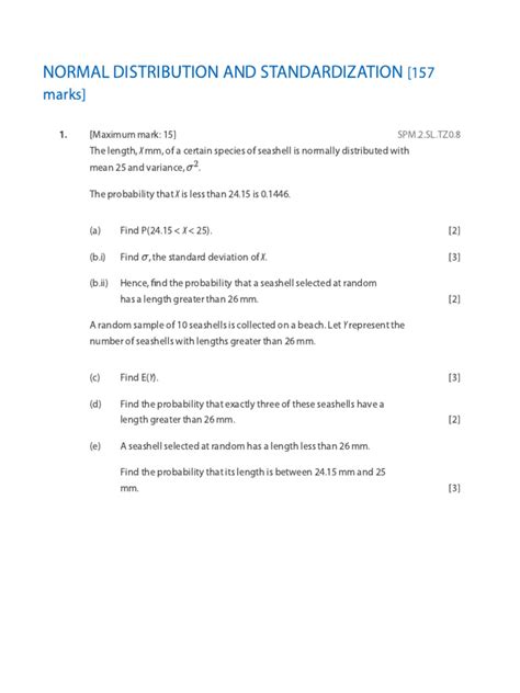 Normal Distribution And Standardization 1 Pdf Normal Distribution