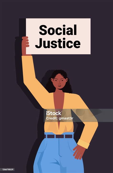 인종차별 포스터 인종 평등 사회 정의 중단 을 지지하는 아프리카 계 미국인 여성 운동가 차별 중단 개념에 대한 스톡 벡터 아트