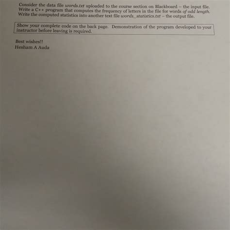 Solved Consider The Data File Words Txt Uploaded To The Chegg Com