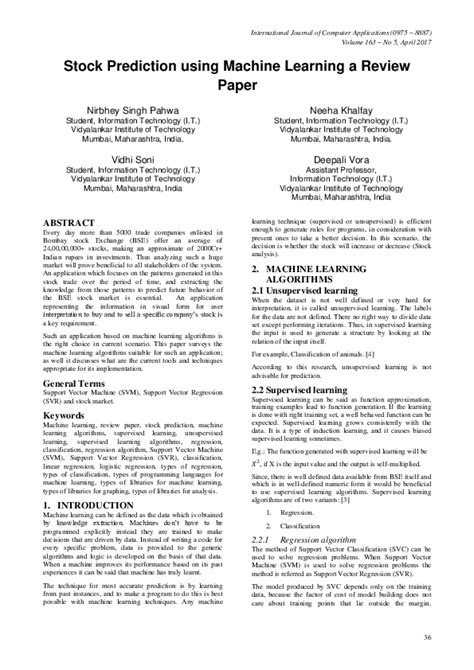 Pdf Stock Prediction Using Machine Learning A Review Paper