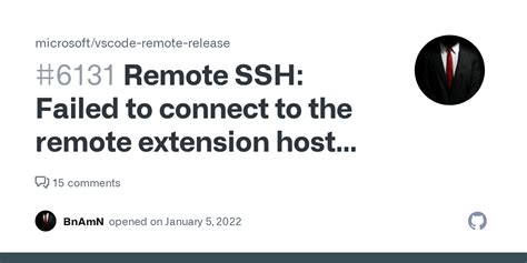 remote ssh failed to connect to the remote extension host server error websocket close with