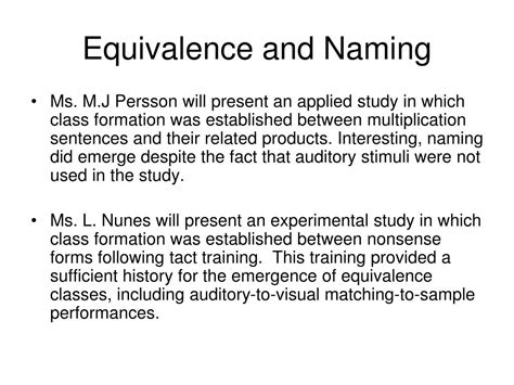 Ppt The Role Of Naming In The Formation Of Equivalence Classes