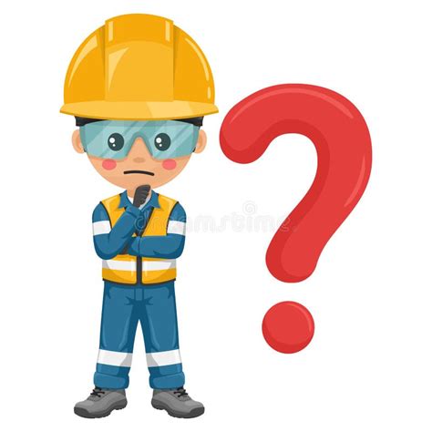 Industrial Engineer Pensive And Expressing Doubt With Giant Question