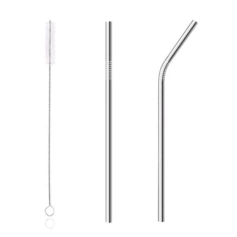 Jual Sedotan Stainless Lurus 21 5cm Sedotan Minum Bengkok Sikat