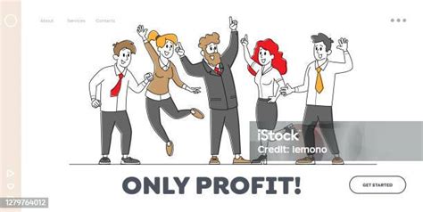 비즈니스 동료는 성공 방문 페이지 템플릿을 축하합니다 성공적인 팀 프로젝트 승리 목표 달성 비즈니스에 대한 스톡 벡터 아트 및 기타 이미지 Istock