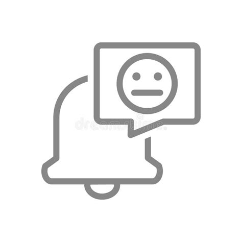 Notification Bell With Neutral Face In Speech Bubble Line Icon Inbox