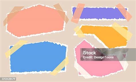 찢어진 종이 시트에는 스카치 테이프가 붙어 있습니다 현대 미술 콜라주 다채로운 시트 찢어진 종이 스트립 세트 0명에 대한 스톡 벡터 아트 및 기타 이미지 Istock