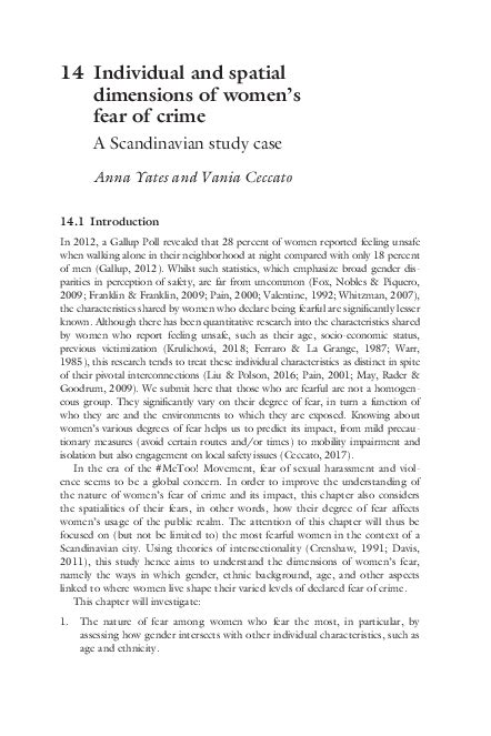 Pdf Individual And Spatial Dimensions Of Womens Fear Of Crime
