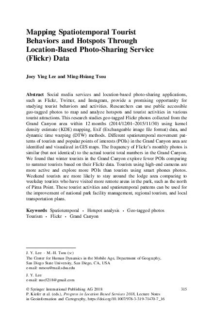 Pdf Mapping Spatiotemporal Tourist Behaviors And Hotspots Through Location Based Photo Sharing