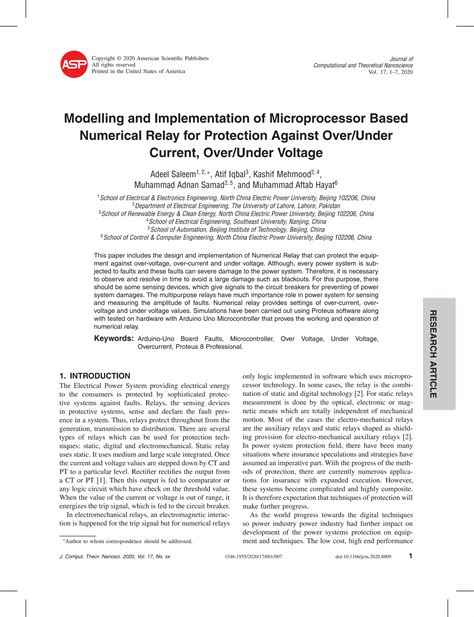 Modelling And Implementation Of Microprocessor Based Numerical Relay For Protection Against Over