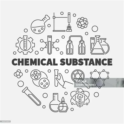 Chemical Substance Vector Concept Round Outline Illustration Stock