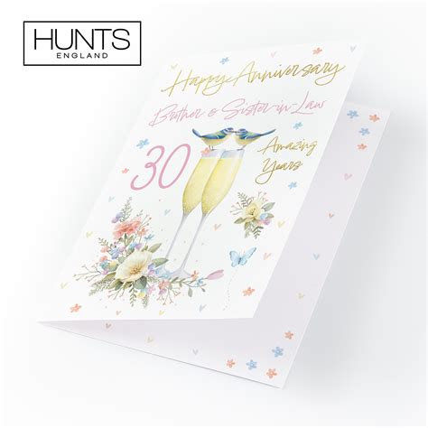 Hunts England Brother And Sister In Law 30th Anniversary Card A5