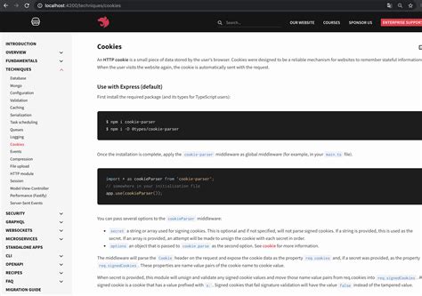 The Cookies Page In The Docs Is Broken · Issue 1860 · Nestjs · Github