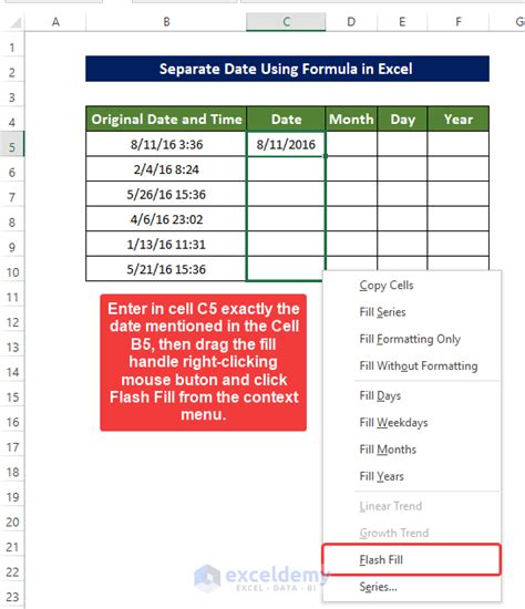 How To Separate Date In Excel Using Formulas 5 Methods