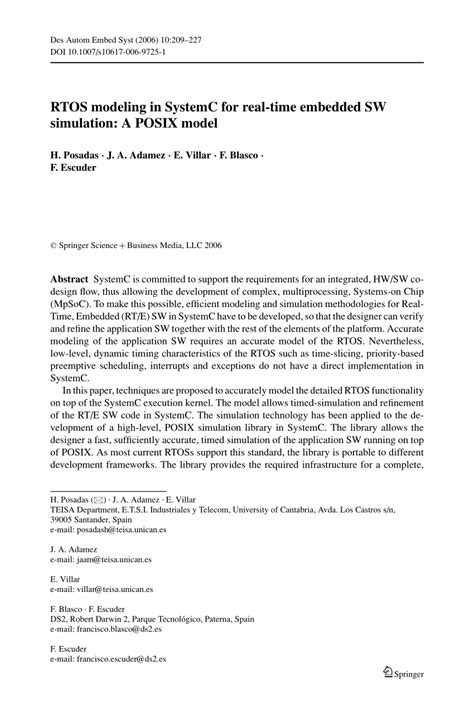 Pdf Rtos Modeling In Systemc For Real Time Embedded Sw Simulation A