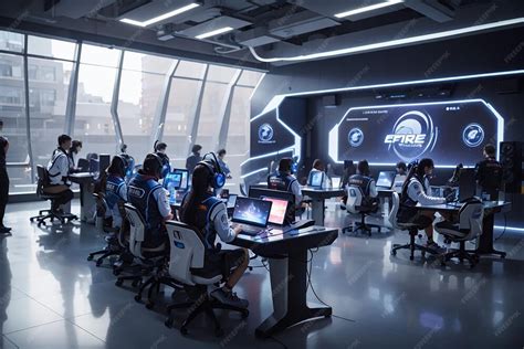Premium Ai Image Futuristic Classroom Esports Gaming For Education