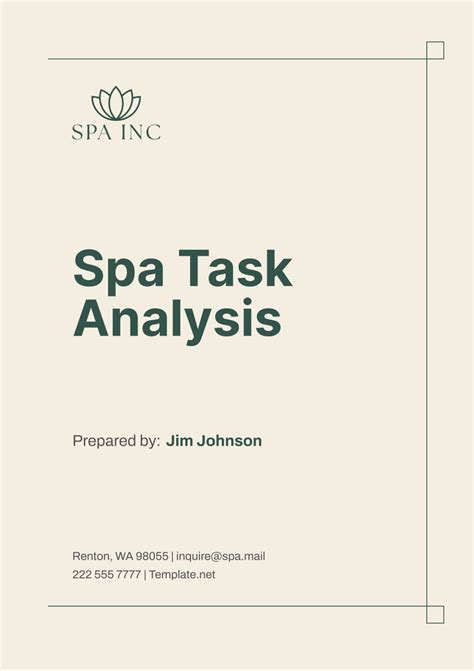 Free Spa Task Analysis Template To Edit Online