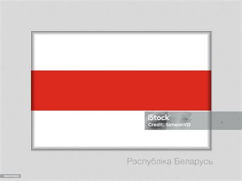 벨로루시 벨라루스어로 쓰여진 국가 이름과 역사적인 흰색 빨간색 흰색 플래그 회색 골판지에 국가 엔사인 종횡비 2 대 3 공란에 대한 스톡 벡터 아트 및 기타 이미지 Istock