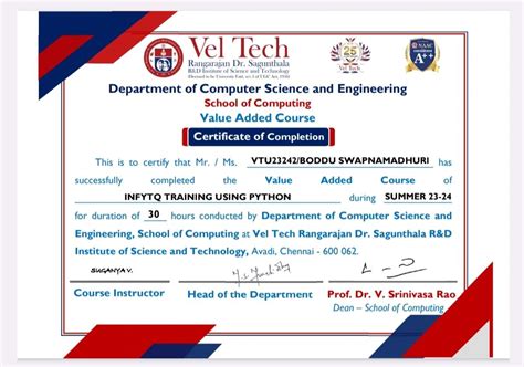 Swapna Madhuri Chowdhary On Linkedin Python Training Certificate