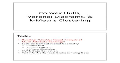 Pdf K Means Clustering Voronoi Diagrams And Convex Hullscutler