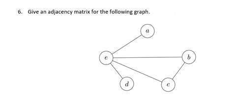 Solved Give An Adjacency Matrix For The Following Graph Chegg