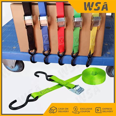 500kg 25mmx5m Polyester Lashing Strap With Auto Lock And S Hooks Heavy