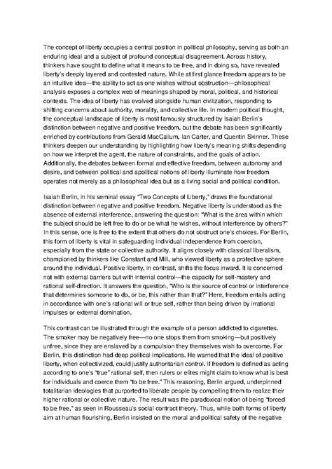 Concepts Of Liberty An In Depth Assignment Analysis Studocu
