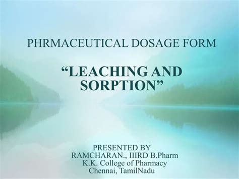 Leaching And Sorption Chemical Reactivity Modification Pptx