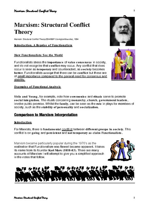 Marxism Structural Conflict Theory Overview And Analysis Studocu