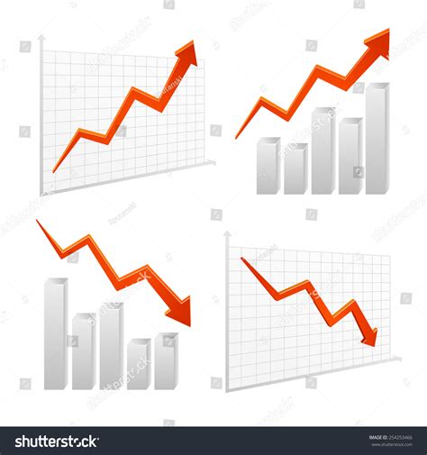 Set Vector Chart Graph Icon Positive Stock Vector Royalty Free 254253466