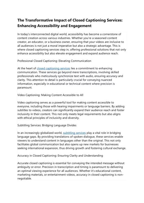 Ppt The Transformative Impact Of Closed Captioning Services