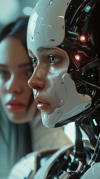 Intelligent Robots And Humans Coexisting Premium Ai Generated Image