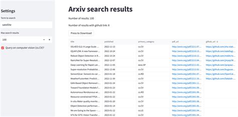 App For Searching The Arxiv And It Checks For Valid Github Links Show