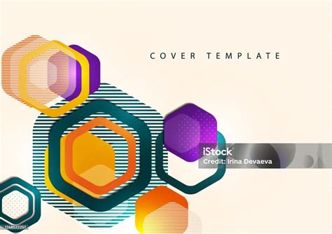 둥근 여러 가지 색의 육각형과 선의 밝은 추상적 배경 비즈니스 프레젠테이션 템플릿입니다 현대적인 기하학적 디자인 벡터 0명에