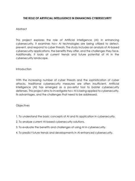 The Role Of Artificial Intelligence In Enhancing Cybersecurity Pdf Artificial Intelligence