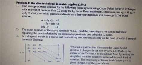 Solved Problem 4 Iterative Techniques In Matrix Algebra