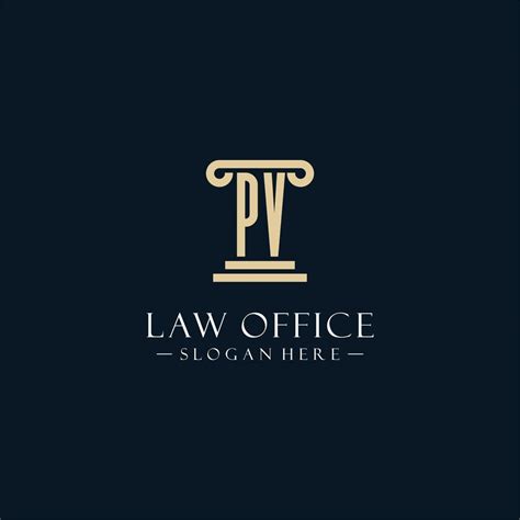 Pv Initial Monogram Logos With Pillar Shapes Style 12907934 Vector Art