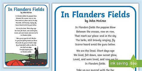 Flanders Field Remembrance Day Poem Reading And Poetry