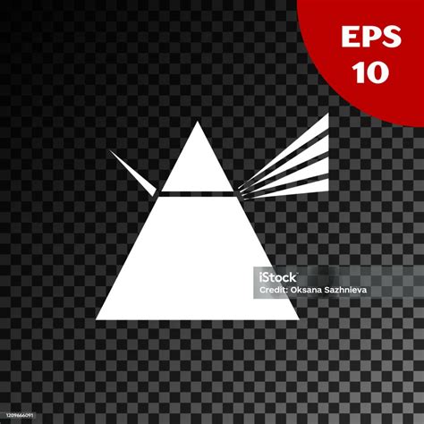 투명 한 어두운 배경에 격리 프리즘 아이콘에 흰색 광선 유리 프리즘에 레이 무지개 스펙트럼 분산 광학 효과 벡터 일러스트레이션