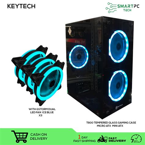 Original Smartpctech Keytech T800 Tempered Glass Side And Front Panel Gaming Pc Case Black