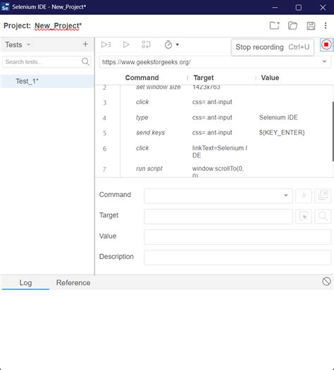Selenium Ide First Test Case Geeksforgeeks