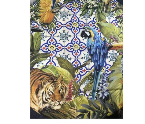 Dolce And Gabbana Multicolor Silk Jungle Maiolica Scarf Tropical